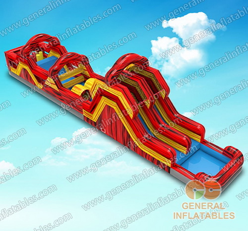 Yellow And Red Marble Obstacle Course With Pool | Obstacle Courses ...