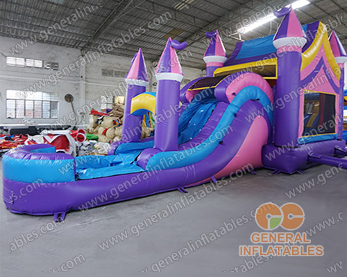 Inflatable Purple And Pink Castle Combo With Slide Wet/dry | Water ...