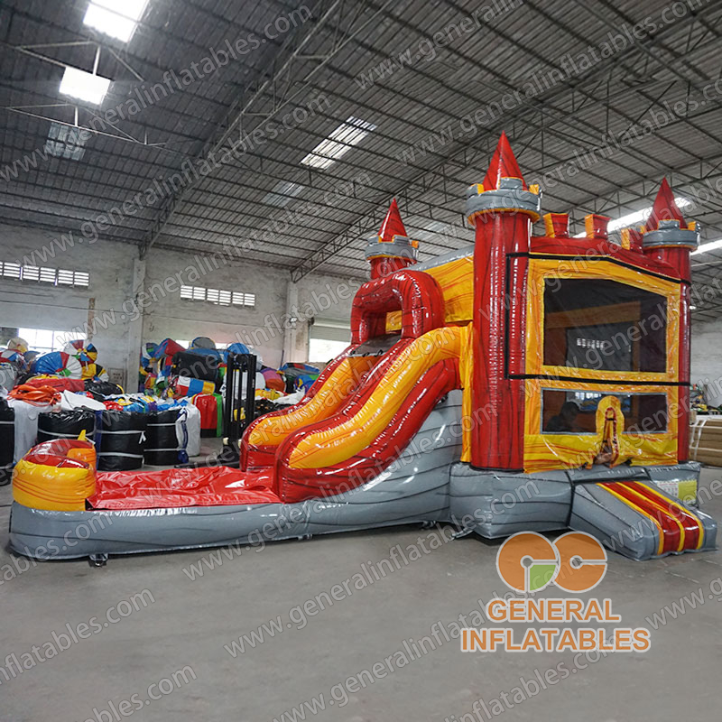 Red Marble Castle Inflatable Combo Wet And Dry | Water Combos ...