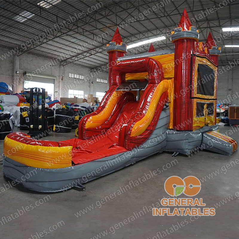 Red Marble Castle Inflatable Combo Wet And Dry | Water Combos ...